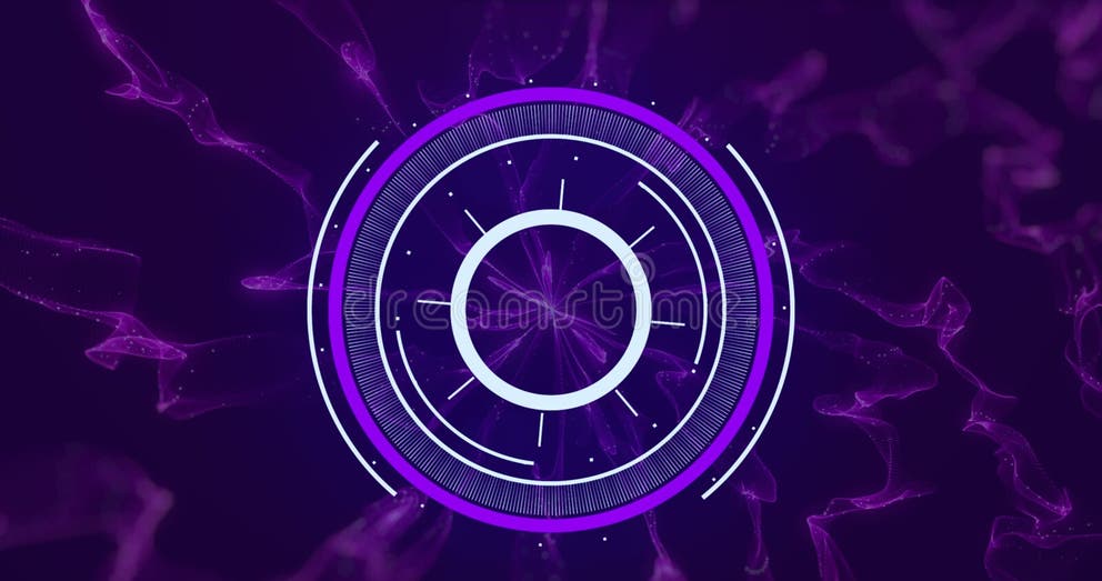 Neon Purple Round Scanner Against Digital Waves on Purple Background ...