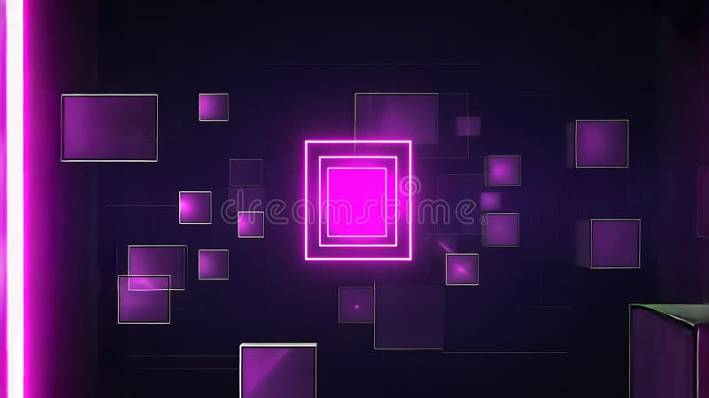 Neon Purple Squares Animation on Dark Background Stock Video - Video of ...
