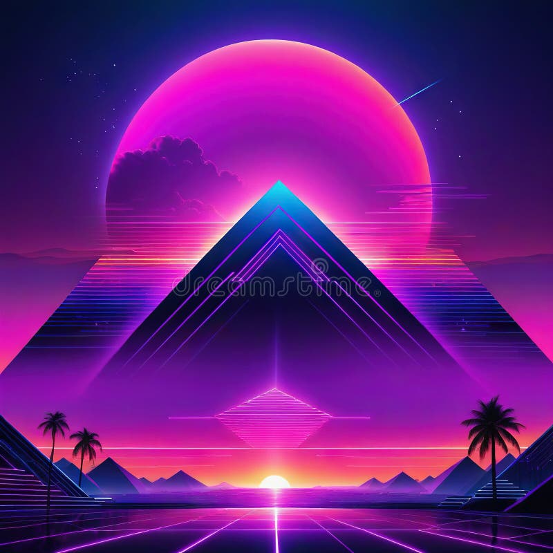 Neon Purple Sunset Forms Backdrop of this the Illustration Features ...