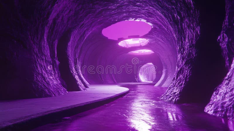 Neon Purple Tunnel a Sci-Fi Vision of Future Infrastructure and ...