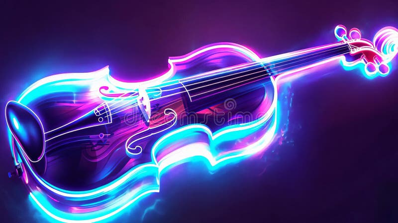 A Neon Purple Violin with a Glowing Neck and Strings Stock Video ...