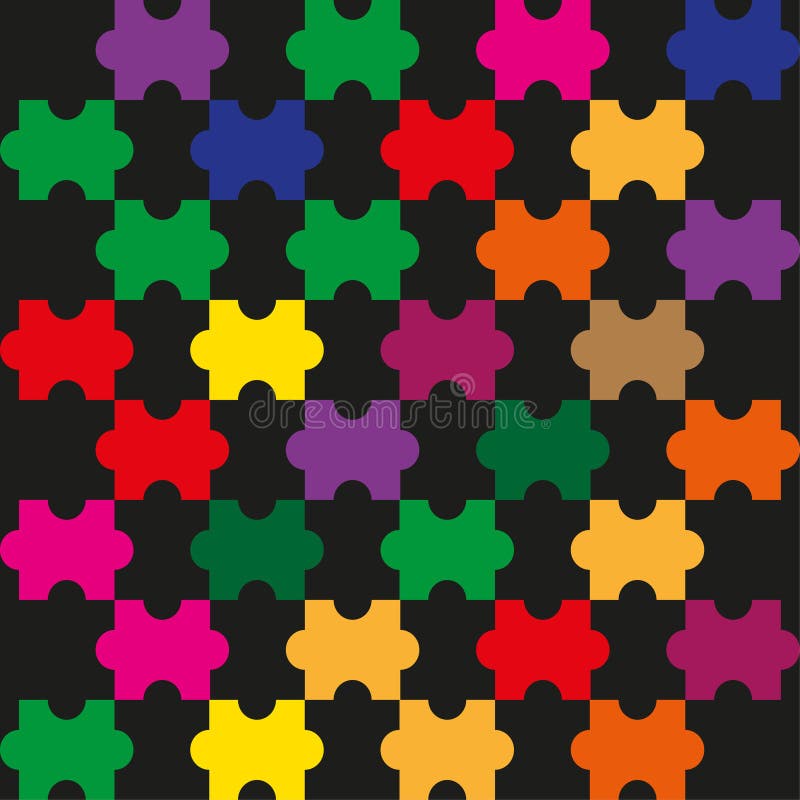 Neon Puzzle Carpet. Saturated Plus Grid. Dark Pattern Vector. Retro ...