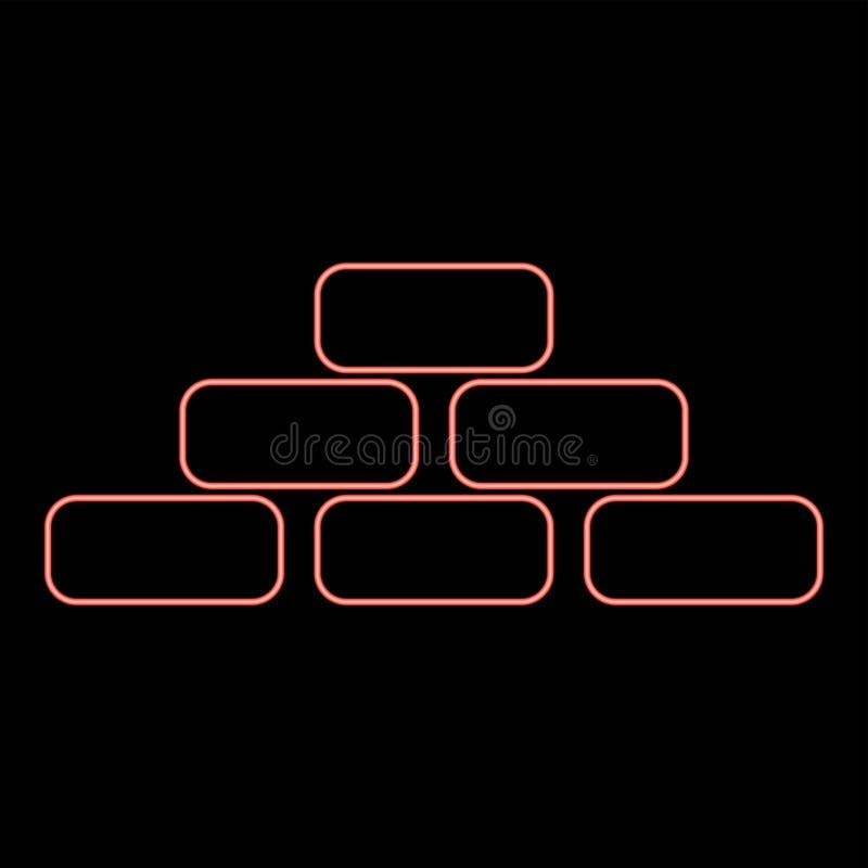 Neon Pyramid Red Color Vector Illustration Flat Style Image Stock ...
