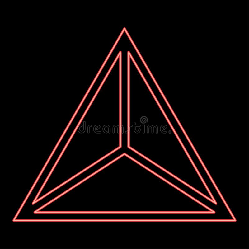 Neon Pyramid Shape Triangle View from Above Sacred Geometry Red Color ...