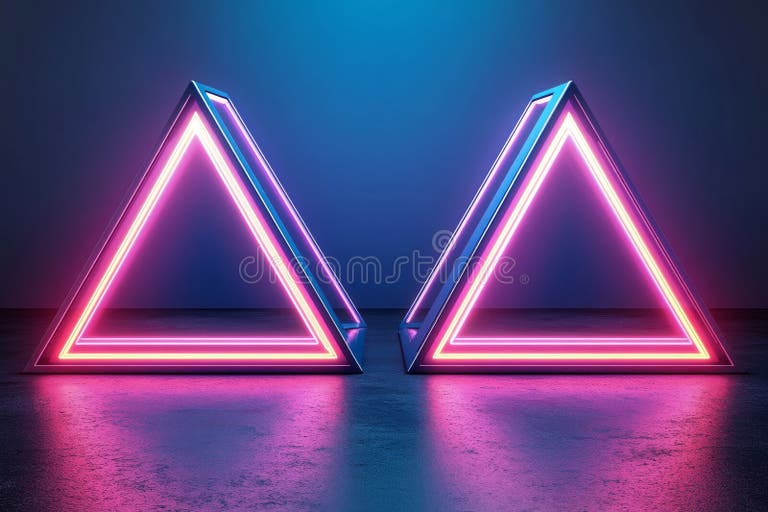 Neon Pyramids Against a Dark Backdrop, Featuring a Synthwave Style ...