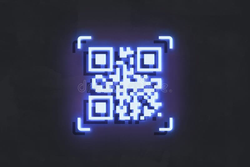 Neon QR code sign stock illustration. Illustration of laser - 221214905