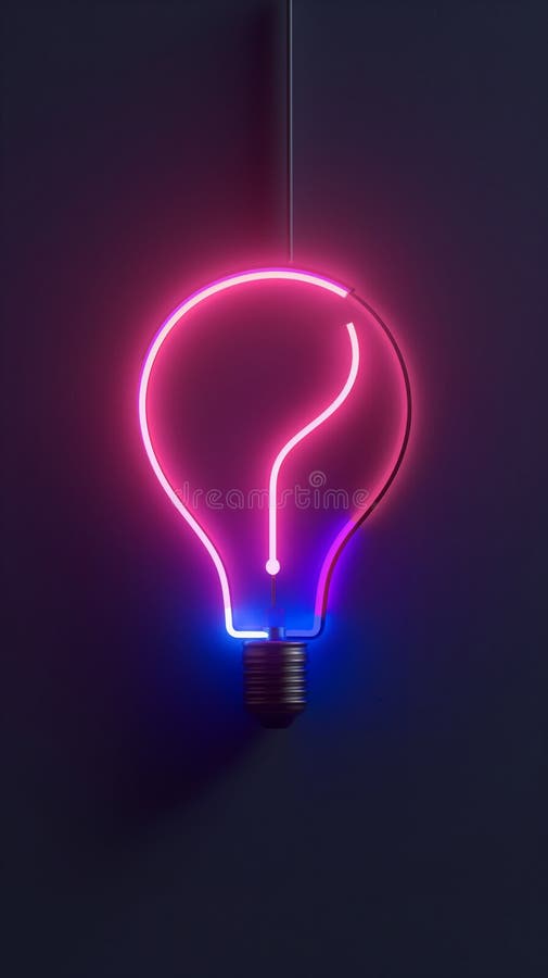 Neon Question Mark Against a Lamp Stock Illustration - Illustration of ...