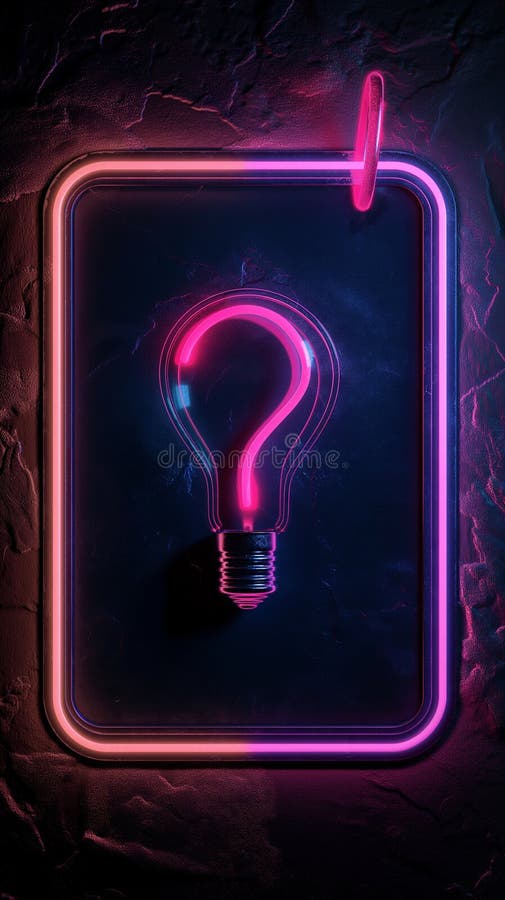 Neon Question Mark Against a Lamp Stock Illustration - Illustration of ...