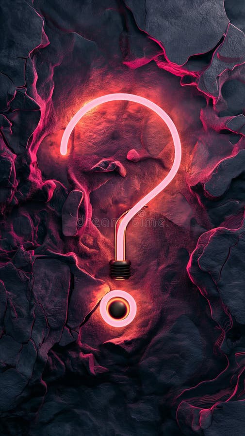 Neon Question Mark Against a Lamp Stock Illustration - Illustration of ...