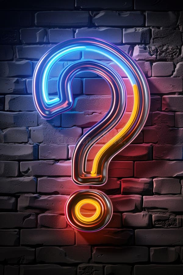 Neon Question Mark on a Brick Wall. Generative Ai Stock Illustration ...