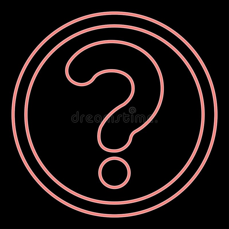 Neon Question Mark in a Circle the Red Color Vector Illustration Flat ...