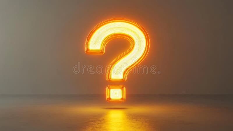 Neon Question Mark Glowing in Dimly Lit Minimalist Space Stock Image ...