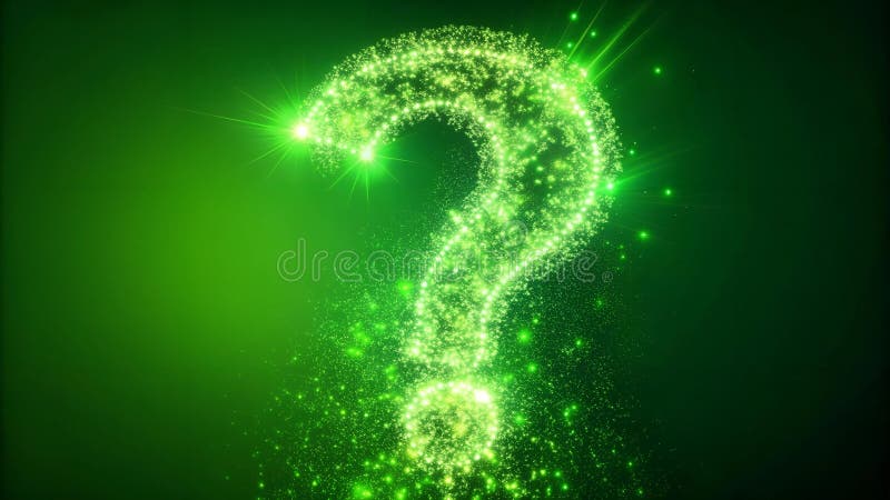 Neon Question Mark Particle Bounce: Vibrant and Dynamic Green Screen ...