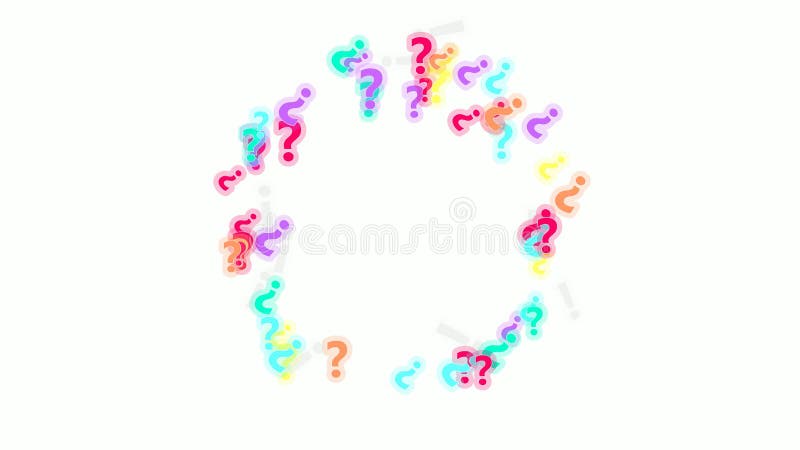 Neon Question Marks Spiral on White, Glowing and Rotating Exclamations ...