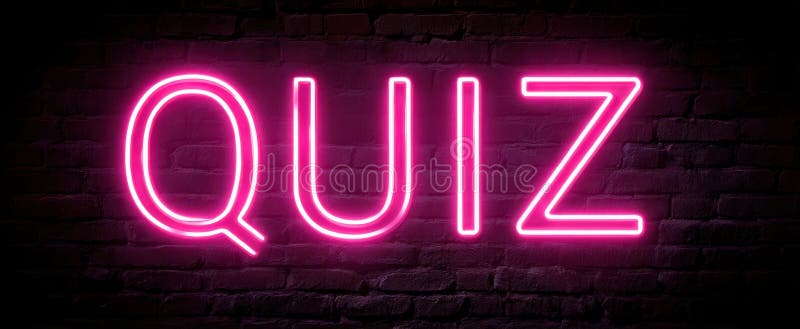 The Neon Quiz Sign Against a Dark Brick Background..AI Generated Image ...