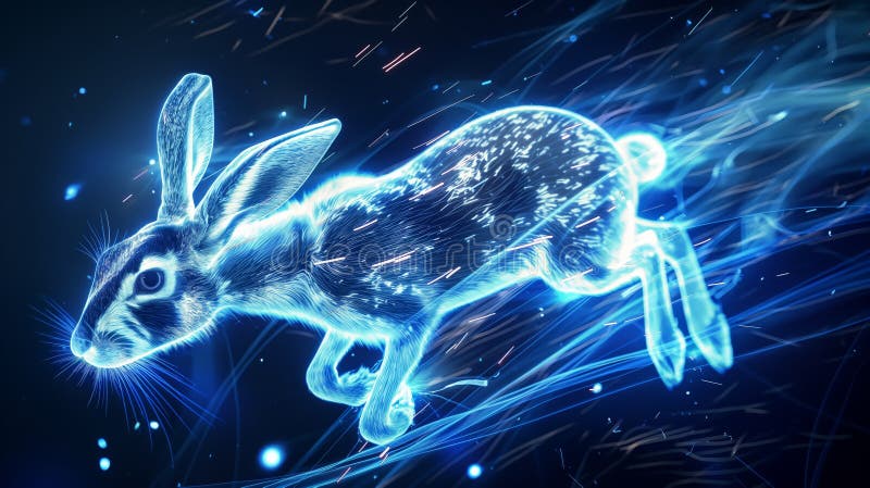 Neon Rabbit in Motion stock image. Image of bright, neon - 322277559