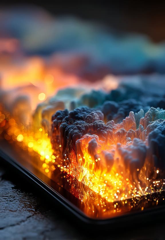 Neon Radiant Data Network Visualization on Sleek Surface with Vibrant ...