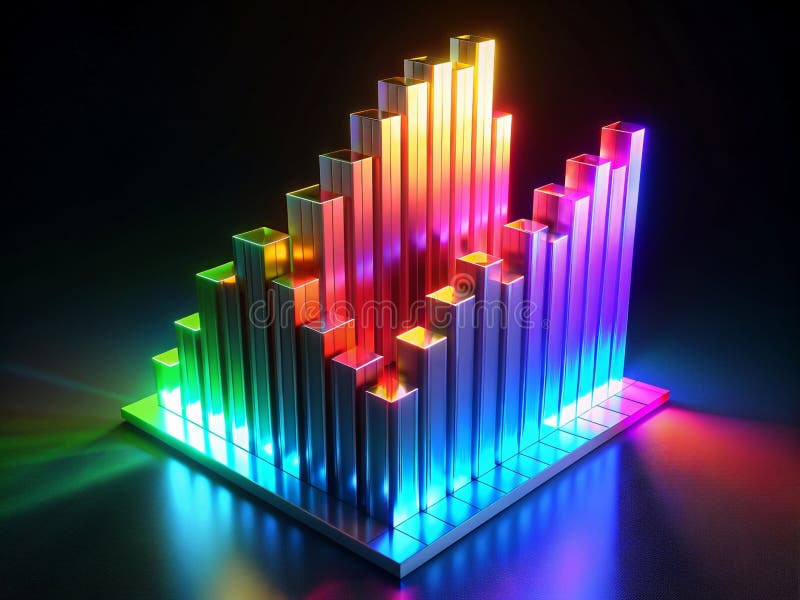 Neon Rainbow Bar Chart stock vector. Illustration of economy - 324532461