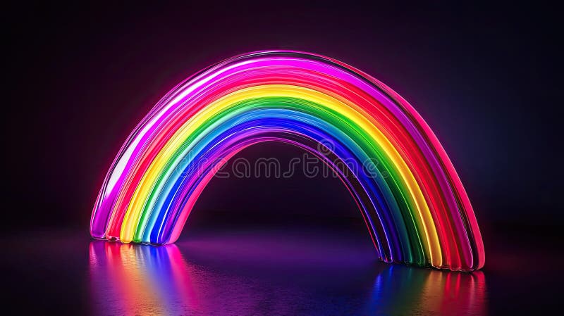 Neon Rainbow on Black Background. Selective Focus Stock Image - Image ...