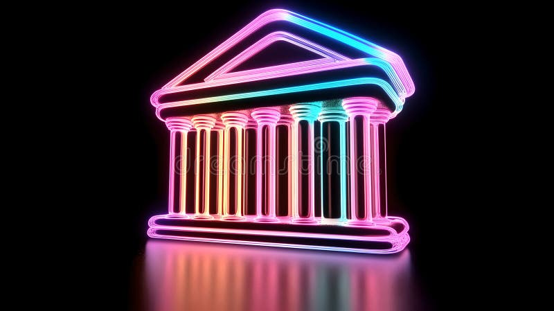 Neon Rainbow Classical Building Illustration Stock Illustration ...