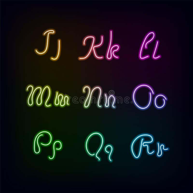 Neon Rainbow Color Glow Alphabet. Stock Vector - Illustration of ...