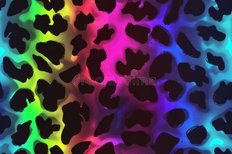 Neon Rainbow Leopard Print Seamless Pattern Stock Illustration ...