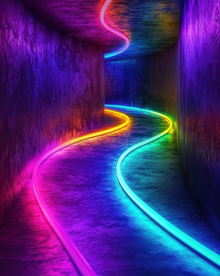 Colorful Lights Create Rainbow Path Effect Stock Photos - Free ...
