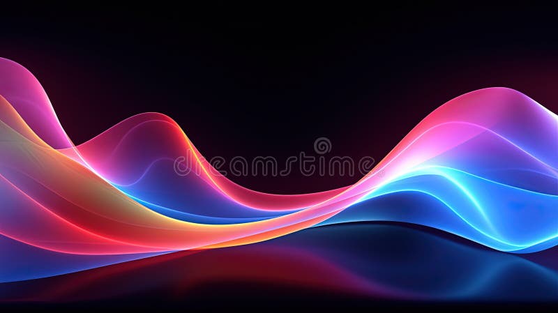 Neon Rainbow Wave on Black Background Stock Image - Image of bright ...