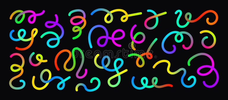 Neon Rainbow Wavy Lines. Bright 3d Effect Waves. Curve and Dynamic ...