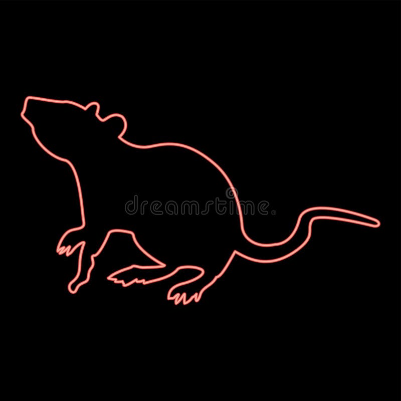 Neon Rat Red Color Vector Illustration Flat Style Image Stock Vector ...
