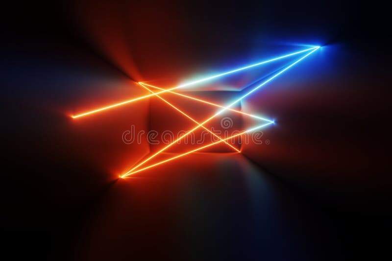 Neon Rays in a Dark Room at Night. Stock Illustration - Illustration of ...