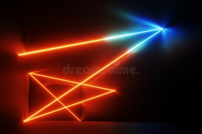 Neon Rays in a Dark Room at Night. Stock Illustration - Illustration of ...