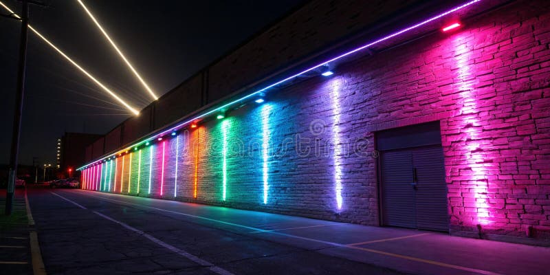 Neon Rays on Red Brick Wall Stock Illustration - Illustration of space ...