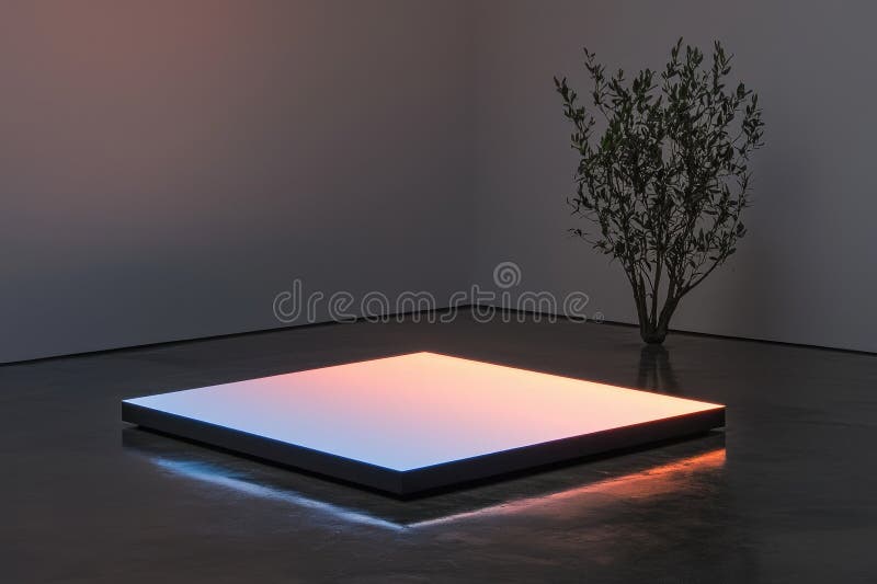 Neon Rectangle with Blue and Pink Hues in Modern Space Stock Image ...