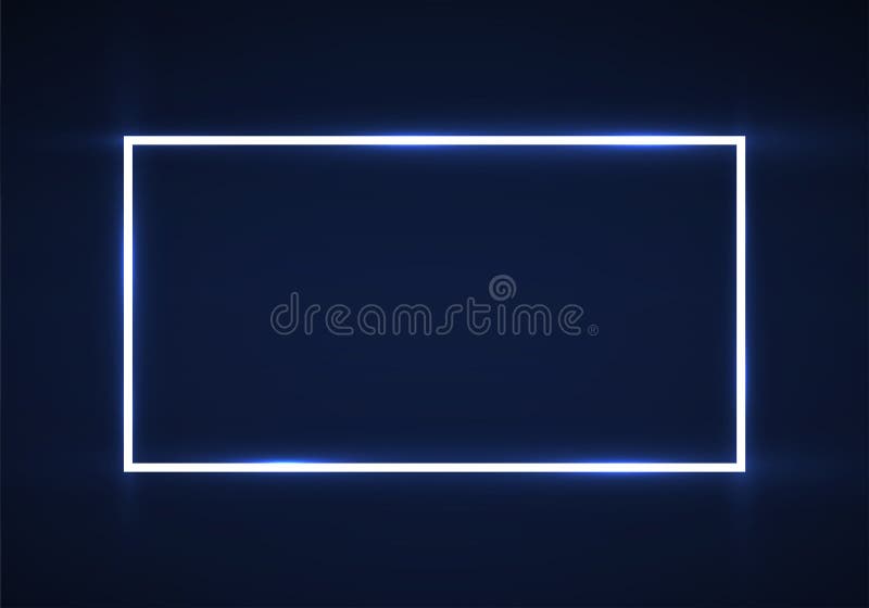Neon Rectangle Frame with Glowing Effect on Dark Background Stock ...