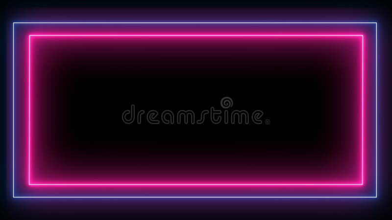 Neon Rectangle Frame or Neon Lights Stock Illustration - Illustration ...