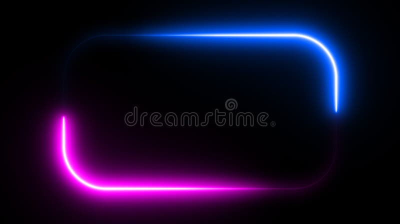 Neon Rectangle Frame or Neon Lights Horizontal Sign. Geometric Glow ...