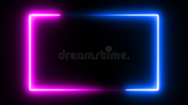 Neon Rectangle Frame or Neon Lights Horizontal Sign. Geometric Glow ...