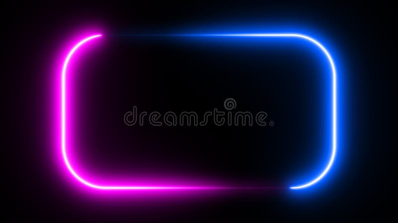 Neon Rectangle Frame or Neon Lights Horizontal Sign. Geometric Glow ...