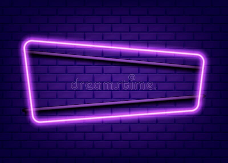 Neon Rectangle Frame. Set of Rectangular Neon Border with Double Outline Stock Vector ...