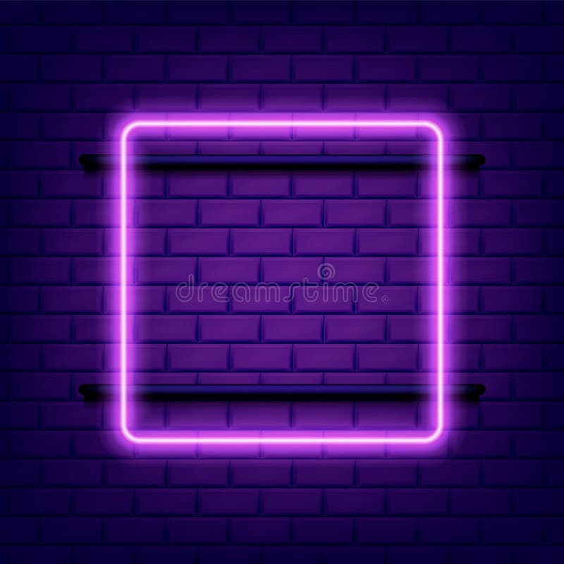 Neon Rectangle Frame or Neon Lights Sign. Vector Illustration Stock ...