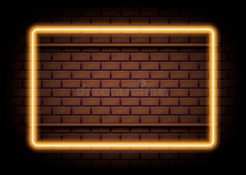 Neon Rectangle Frame or Neon Lights Sign. Vector Illustration Stock ...