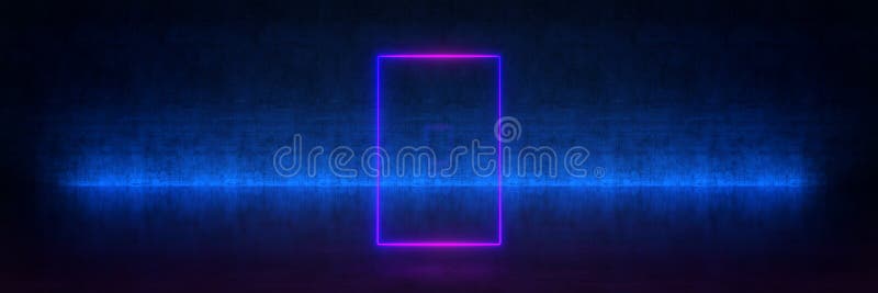 Neon Rectangle Frame or Neon Lights Horizontal Sign. Stock Illustration ...
