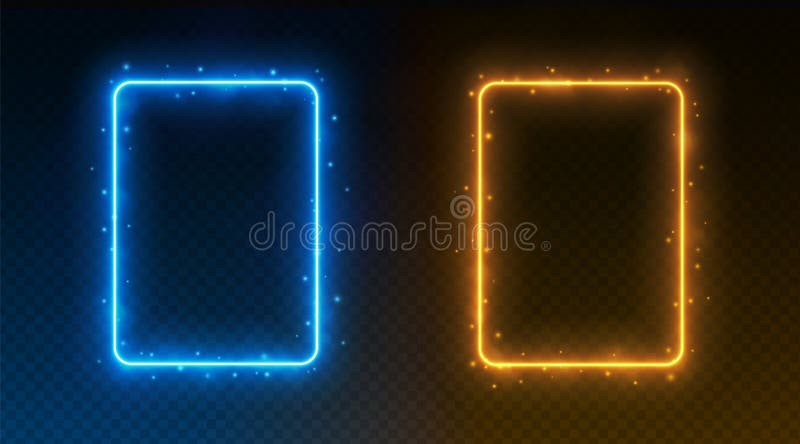 Neon Rectangle Frames, Glowing Borders with Smoke and Sparkles, Ice and ...