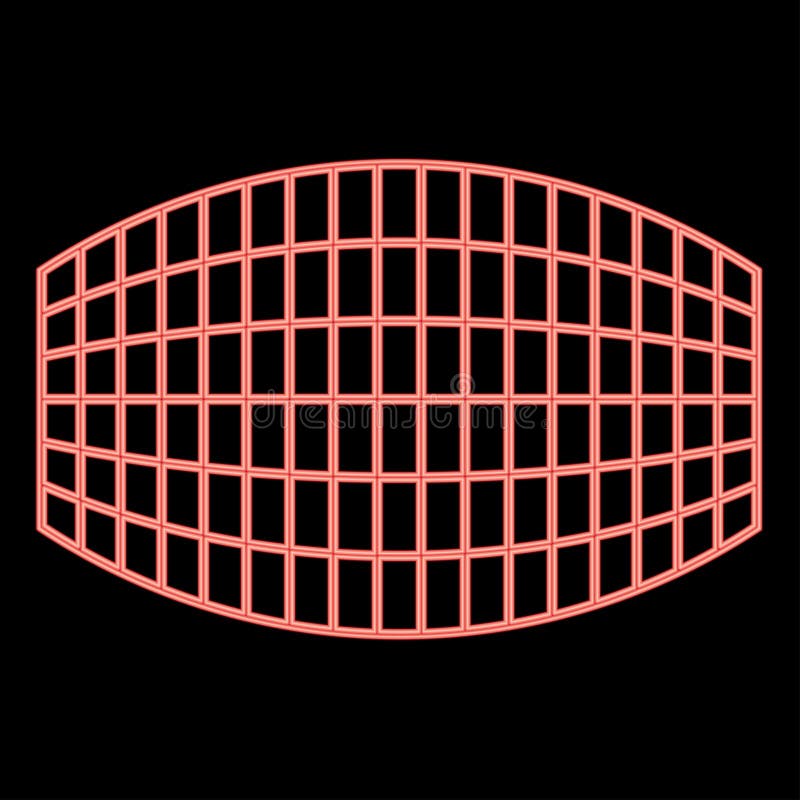 Neon Rectangle in Projection Grid Checkered Red Color Vector ...