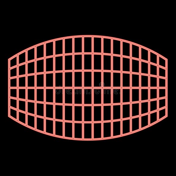 Neon Rectangle in Projection Grid Checkered Red Color Vector ...
