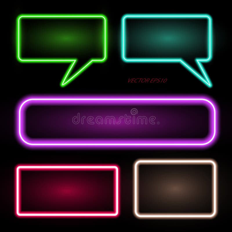 Neon Rectangle and a Set of Neon Banners - Vector Eps10 Stock Vector ...