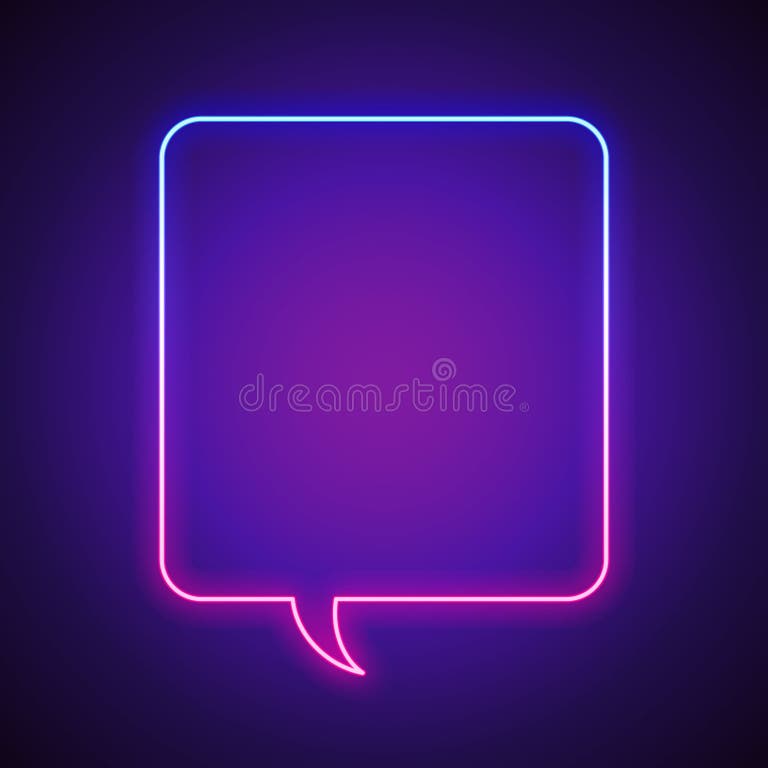 Neon Rectangle Speech Bubble Frame Stock Illustration - Illustration of ...