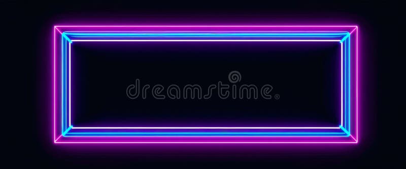 Neon Rectangular Frame with Blue and Pink Light Stock Image - Image of ...