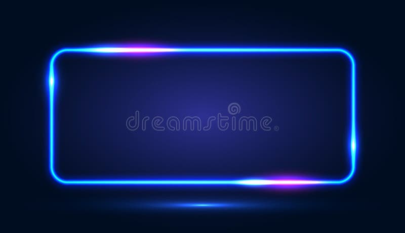 Neon Rectangular Frame with Shining Effects on a Dark Blue Red ...